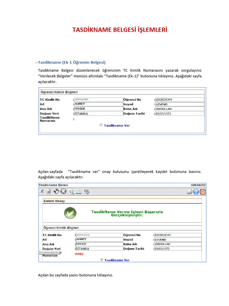 Tasdikname Belgesi Islemleri 0 | PDF