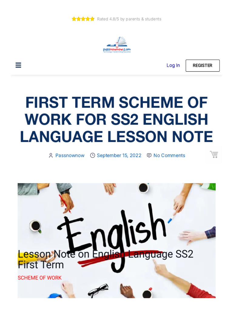 First Term Scheme of Work For SS2 English Language Lesson Note | PDF | Part Of Speech | English ...