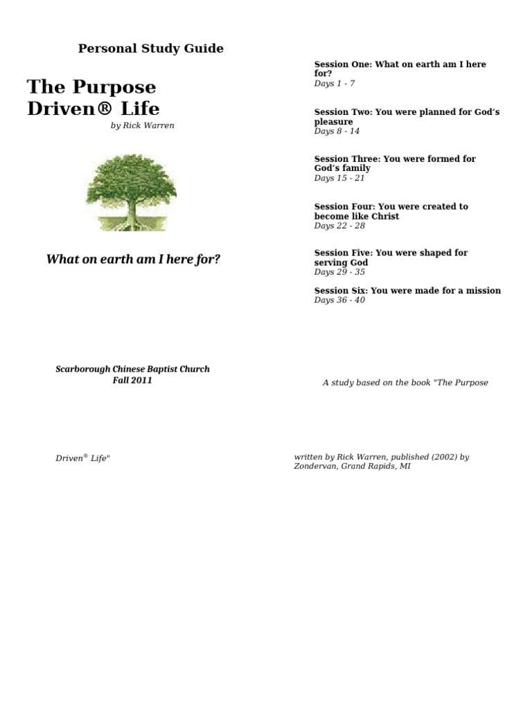 PURPOSE DRIVEN LIFE STUDY GUIDE | PDF | Jesus | Spiritual Gift PURPOSE DRIVEN LIFE STUDY GUIDE | PDF | Jesus | Spiritual Gift