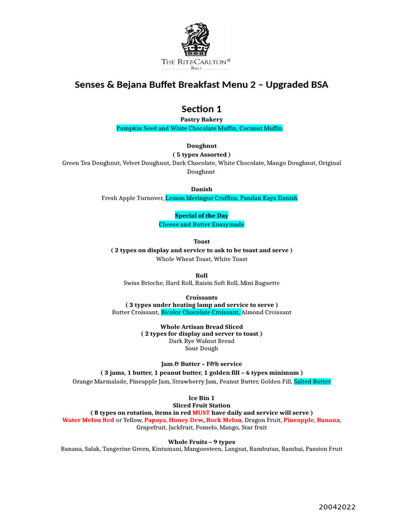 Menu 2 - Senses & Bejana Upgraded - BSA | PDF | Sauce | Pancake