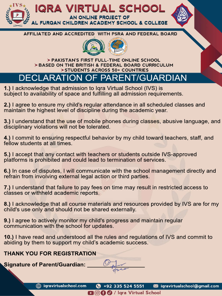 Declaration of Parent Guardian | PDF
