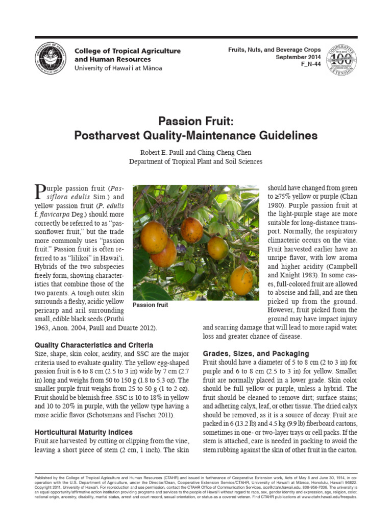 Passion Fruit Postharvest Quality-Maintenance Guideline | PDF | Fruit ...