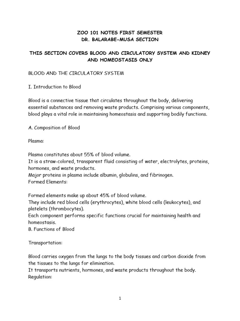 Zoo 101 (DR Balarabe-Musa Section) Notes | PDF | Circulatory System ...