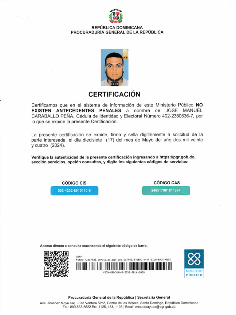 Certificado de Buena Conducta 2024 | PDF