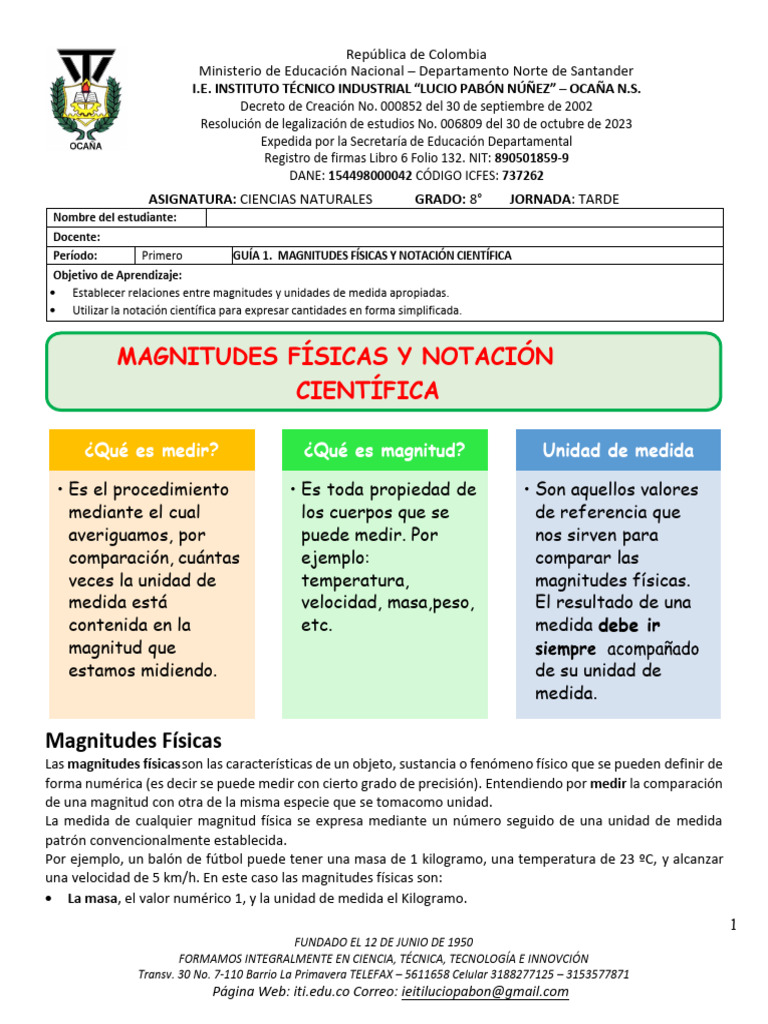 GUIA-1_MAGNITUDES-FISICAS-Y-NOTACI-N-CIENT-FICA_C.NATURALES_P1_8- | PDF | Sistema Internacional ...