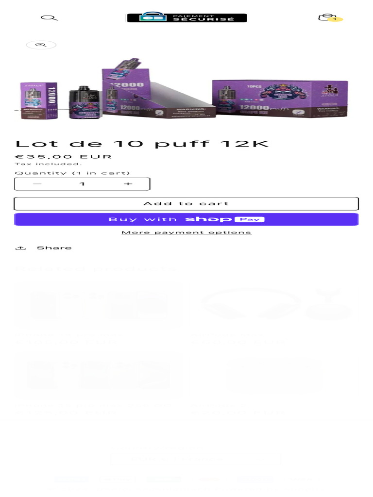 Lot de 10 Puff 12K à 35€ | PDF
