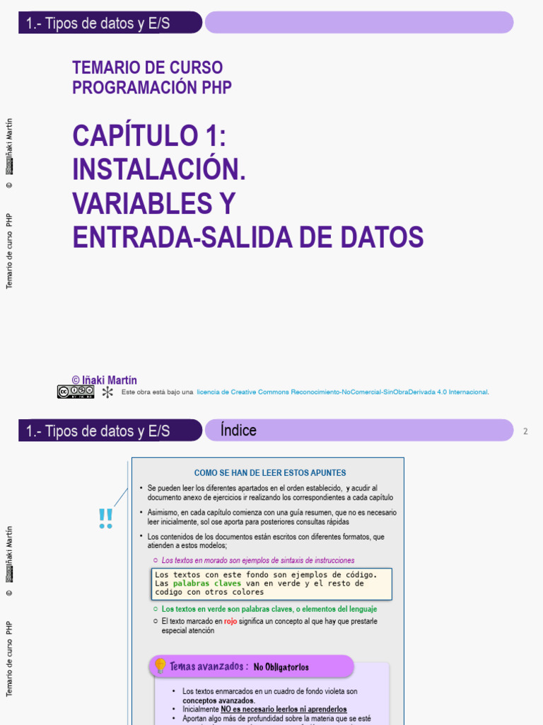 Guion_de_curso_PHP_Inaki_Martin_CURSO_PR | PDF | Php | Variable (informática)