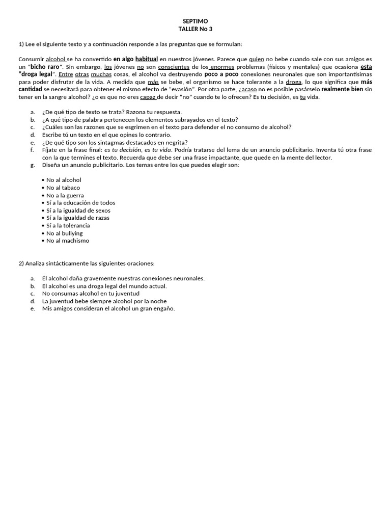 Taller 3 Septimo | PDF