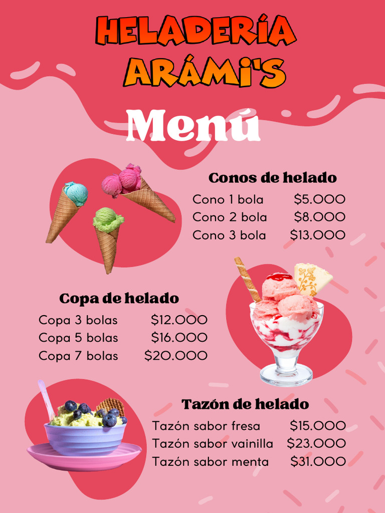 Menú de Helados y Batidos Variados | PDF