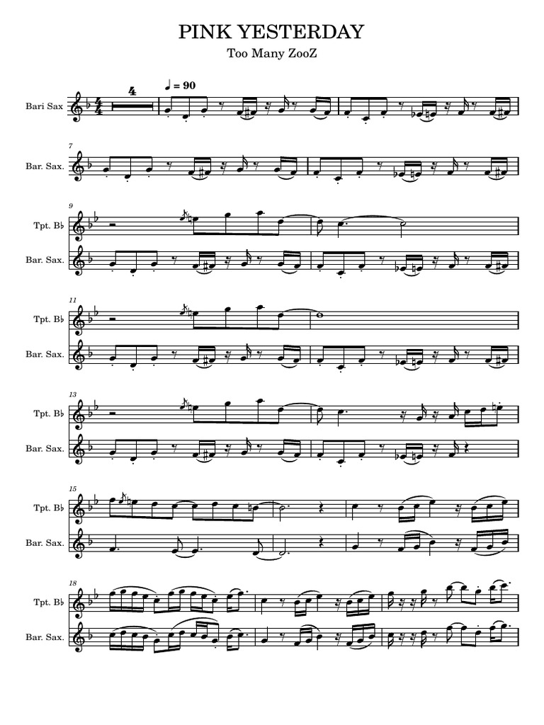 Pink Yesterday Arreglo 4 Voces | PDF