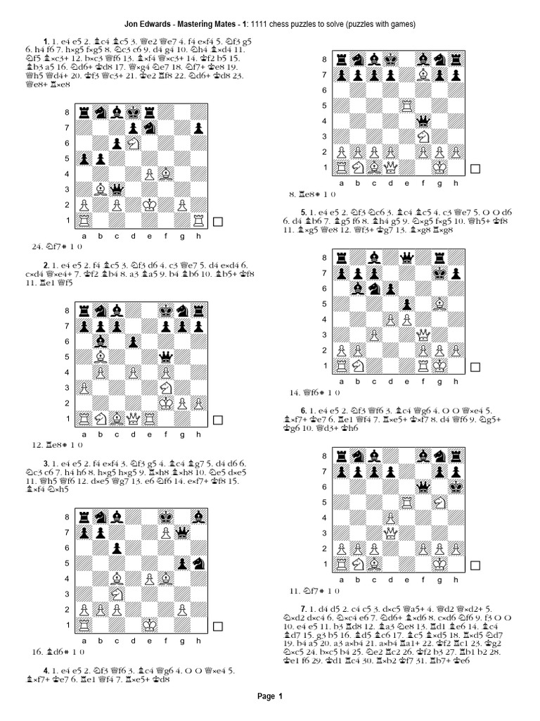 Chess Puzzles for Enthusiasts | PDF | Chess | Chess Theory