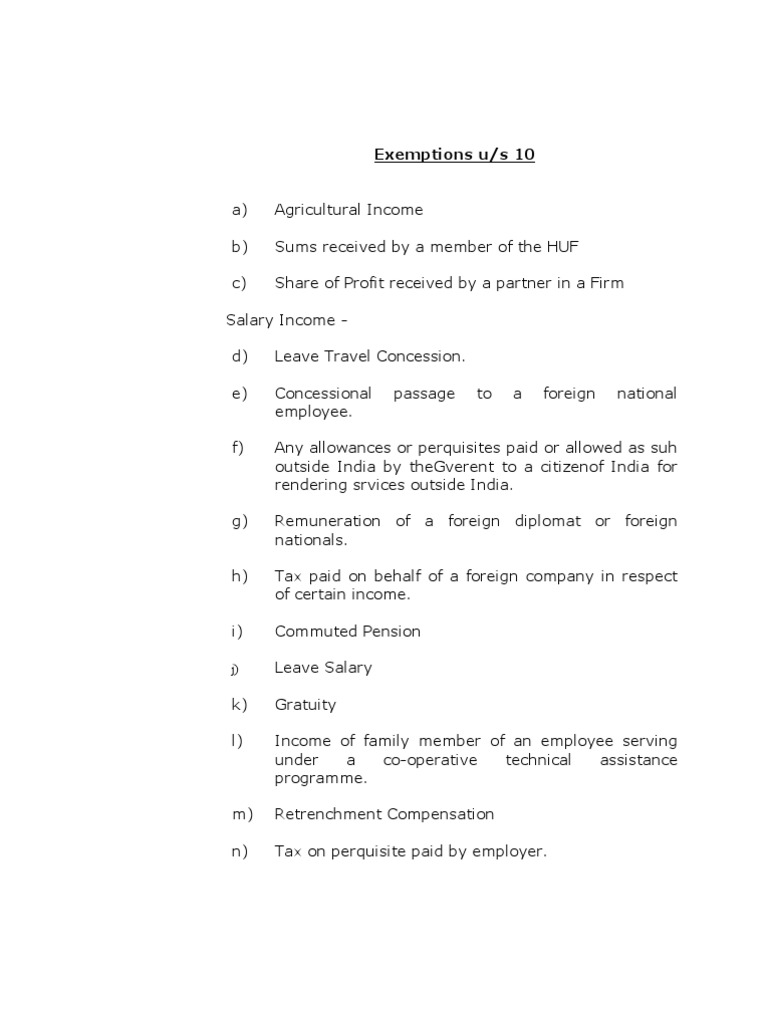 Income Tax Exemptions u/s 10 Guide | PDF | Employee Benefits | Pension