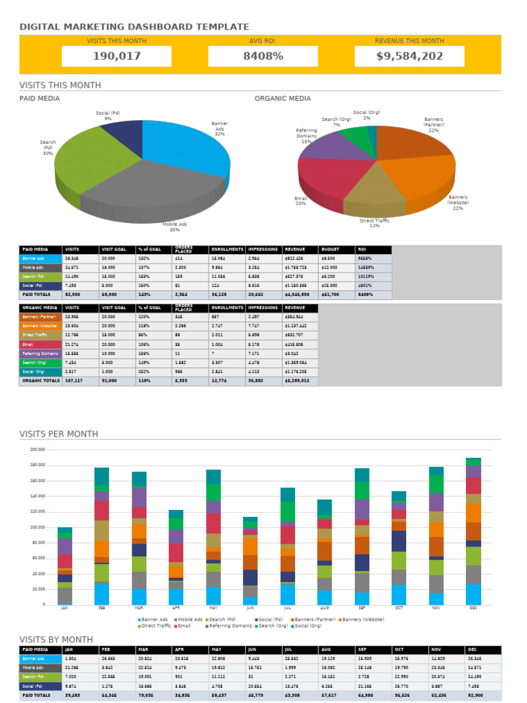 Digital Marketing Dashboard Template | PDF | World Wide Web | Internet & Web
