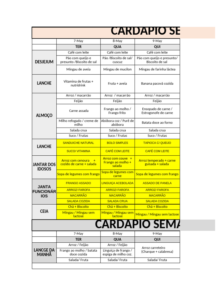 CARDÁPIOS 2024 | PDF | Milho | Sopa