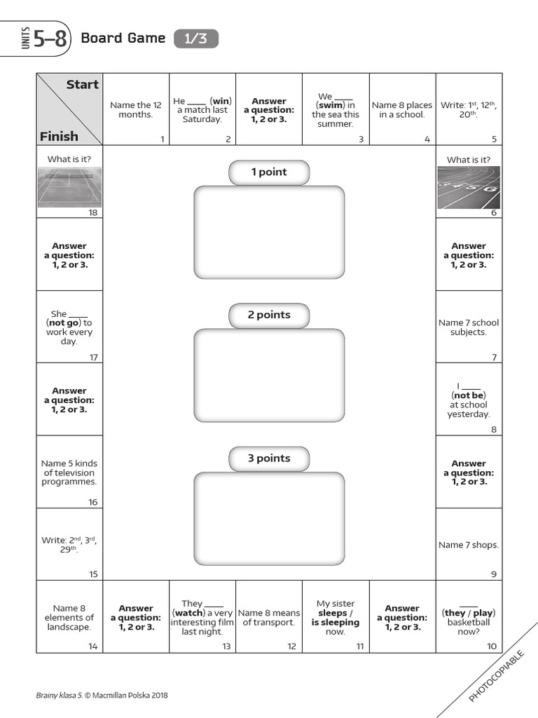 Brainy KL 5 TRF Board Game Units 5-8 | PDF