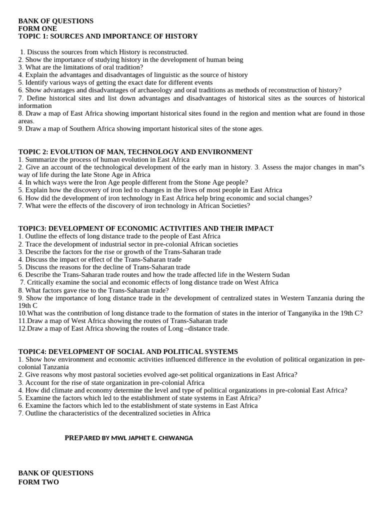 History Bank of Question | PDF | Colonialism | Atlantic Slave Trade