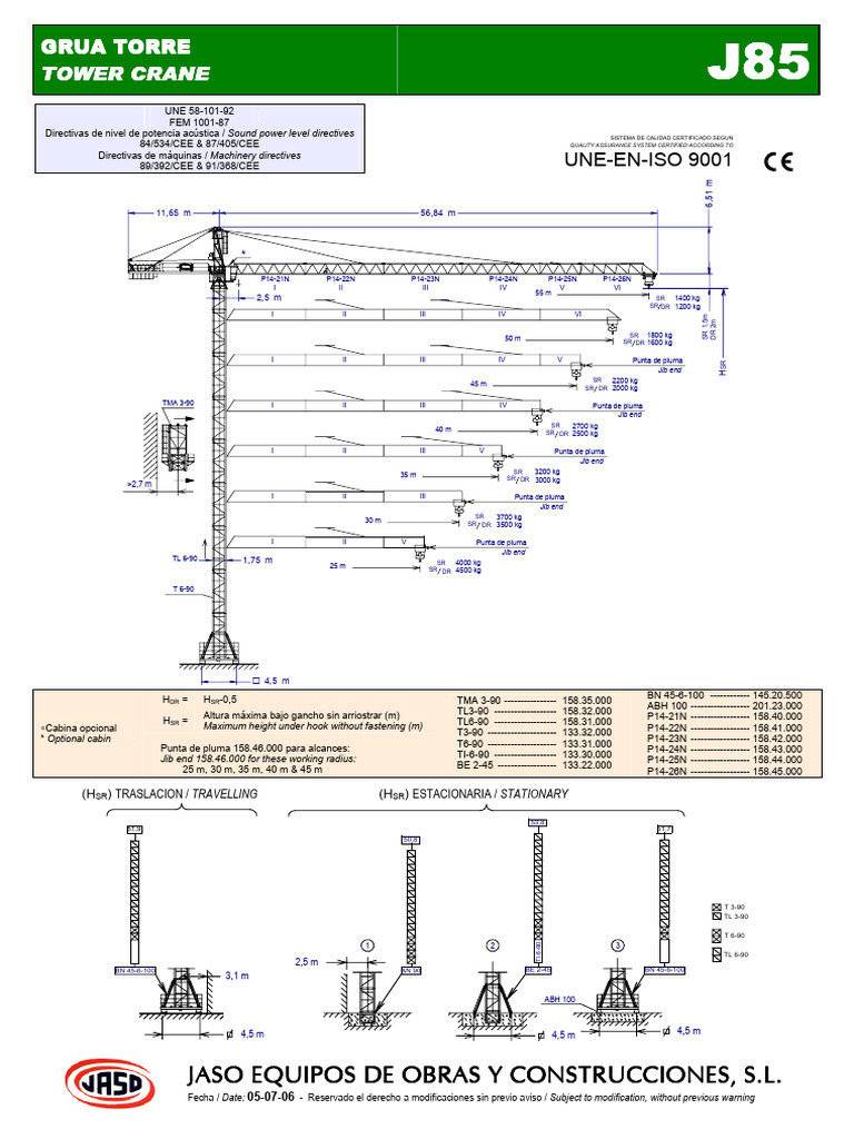 J85 J85 J85 J85: Tower Crane Tower Crane Tower Crane Tower Crane | PDF