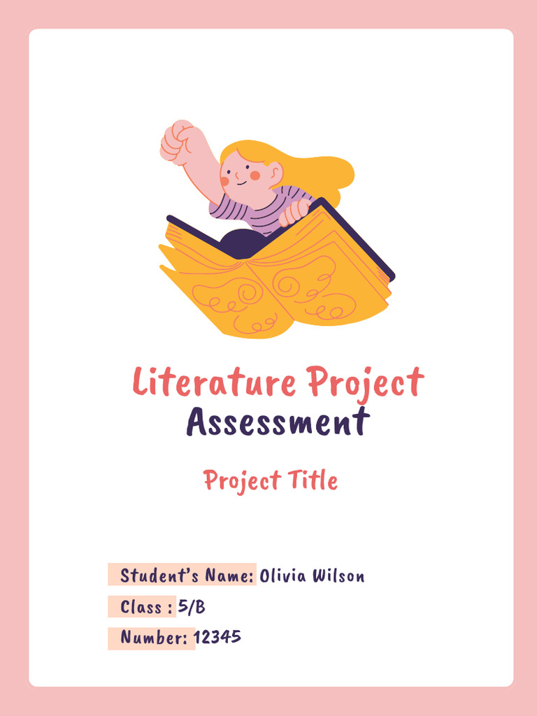 Literature Project Assessment Cover Page in Colorful Cute Fun Style | PDF