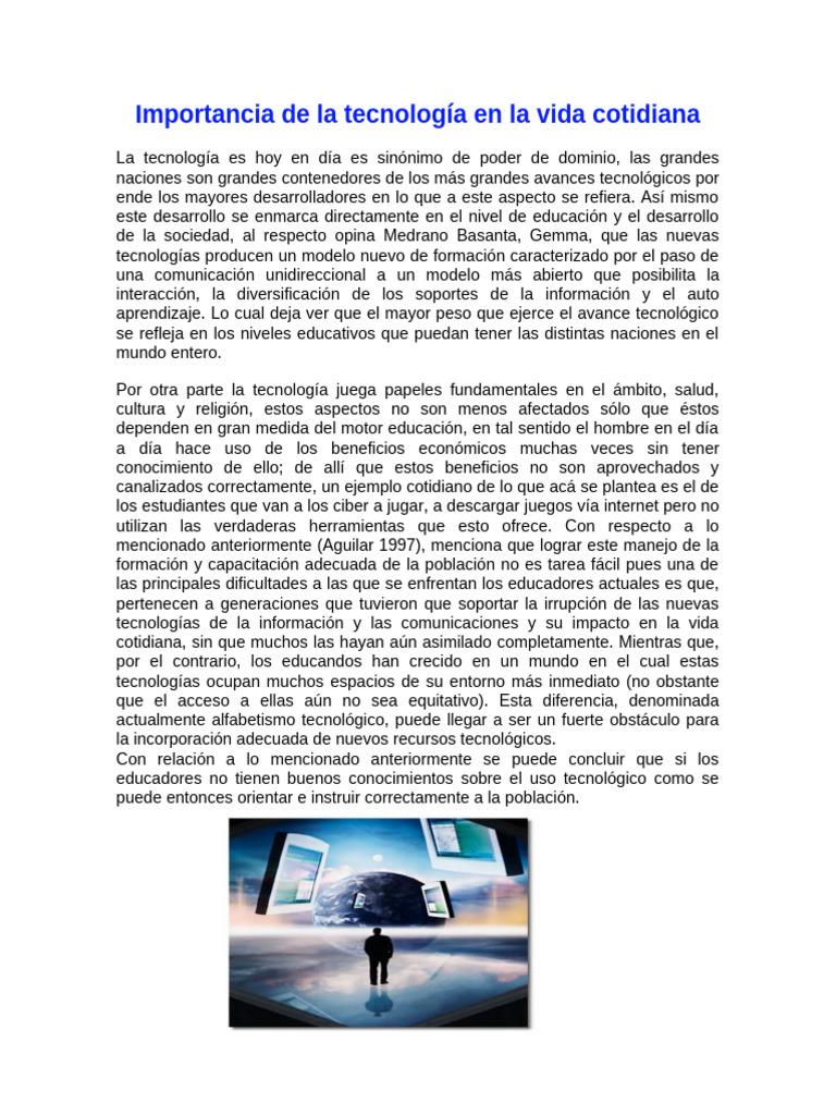 Importancia de la tecnología en la vida cotidiana | PDF | Aprendizaje
