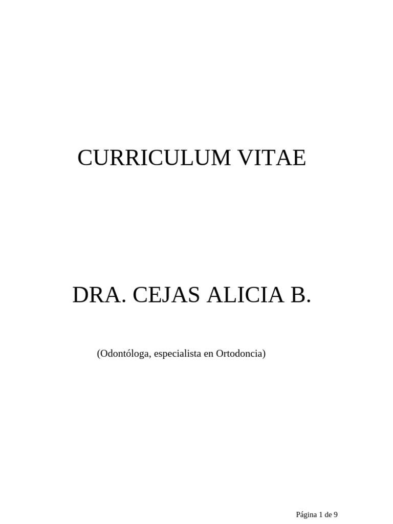 CV Cejas Alicia | PDF | Odontología | Cuidado de la salud