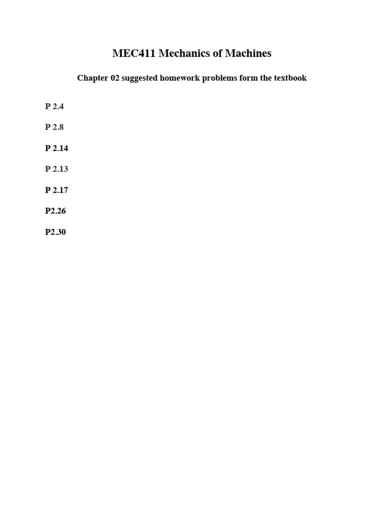 MEC411 HW Sollutions Chapter02 | PDF