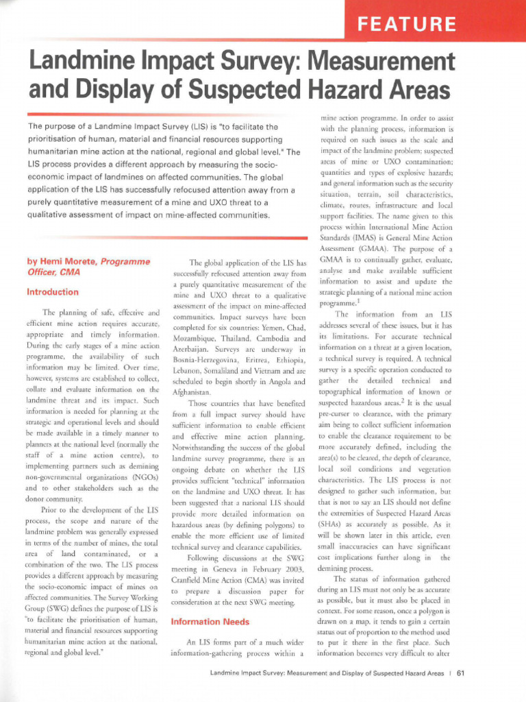 Landmine Impact Survey - Measurement and Display of Suspected Areas ...