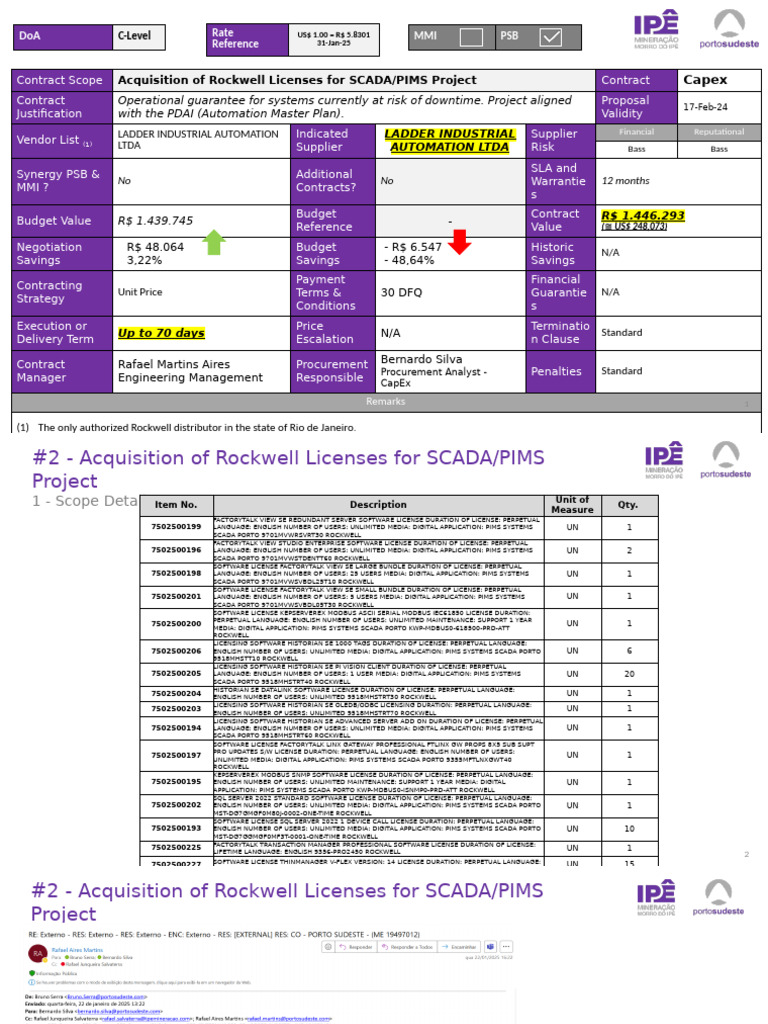 Rde - Suprimentos - 06-02-2025 - Ladder - Traduzida | PDF | Scada | Software