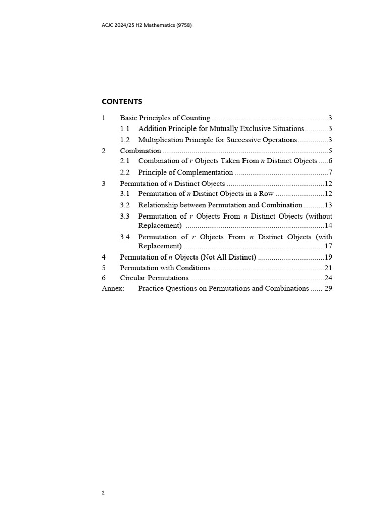 2024 Chapter 8 Permutations and Combinations (Students) (Dragged) 2 | PDF