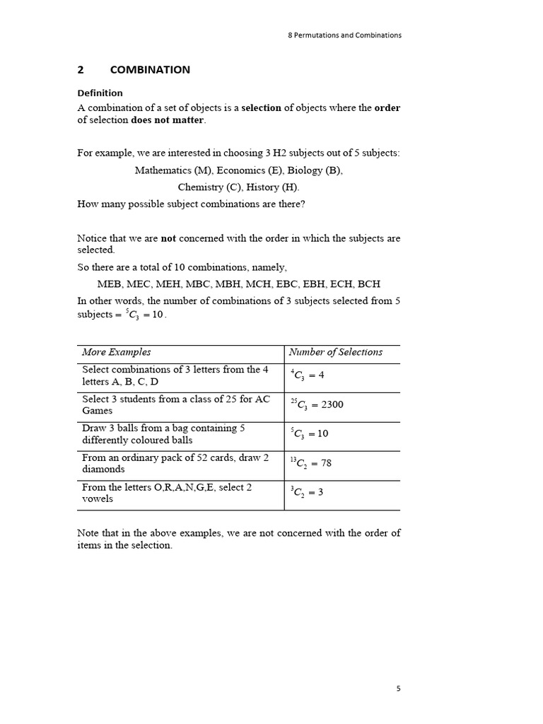 2024 Chapter 8 Permutations and Combinations (Students) (dragged) 5 | PDF