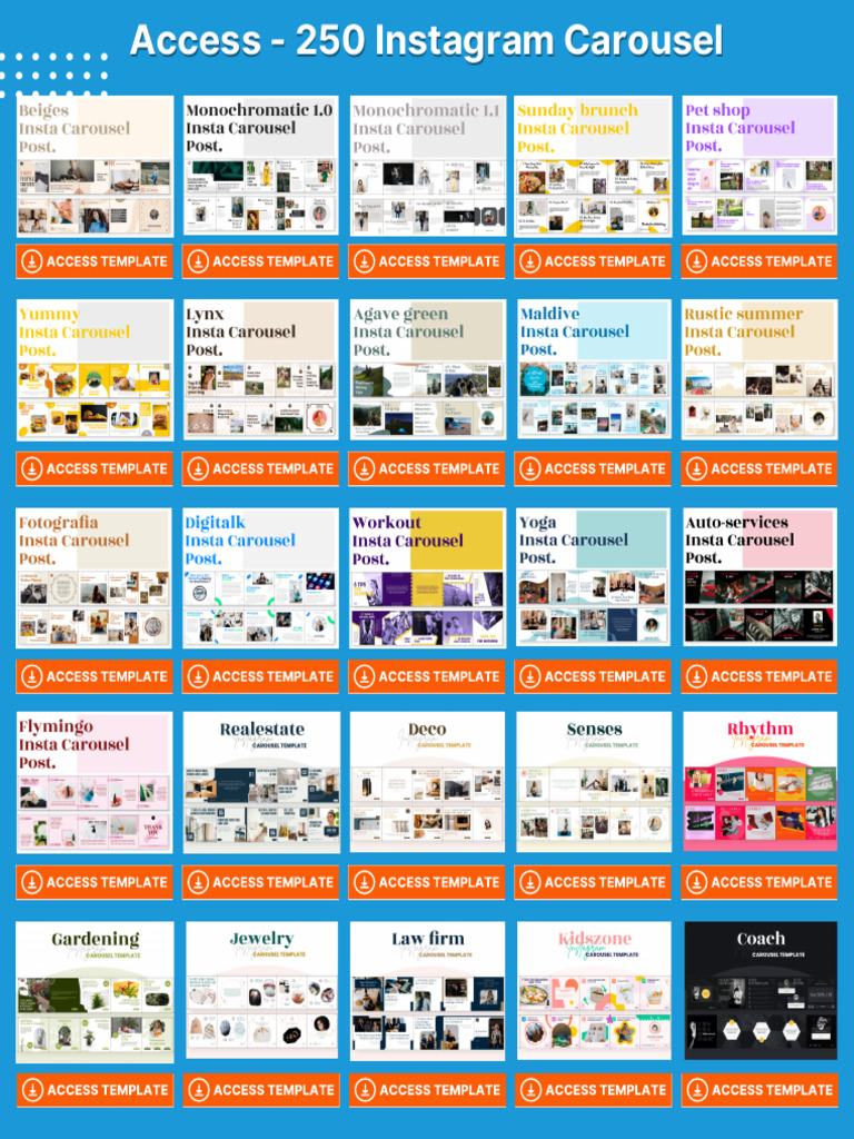 250 Instagram Carousel Templates | PDF