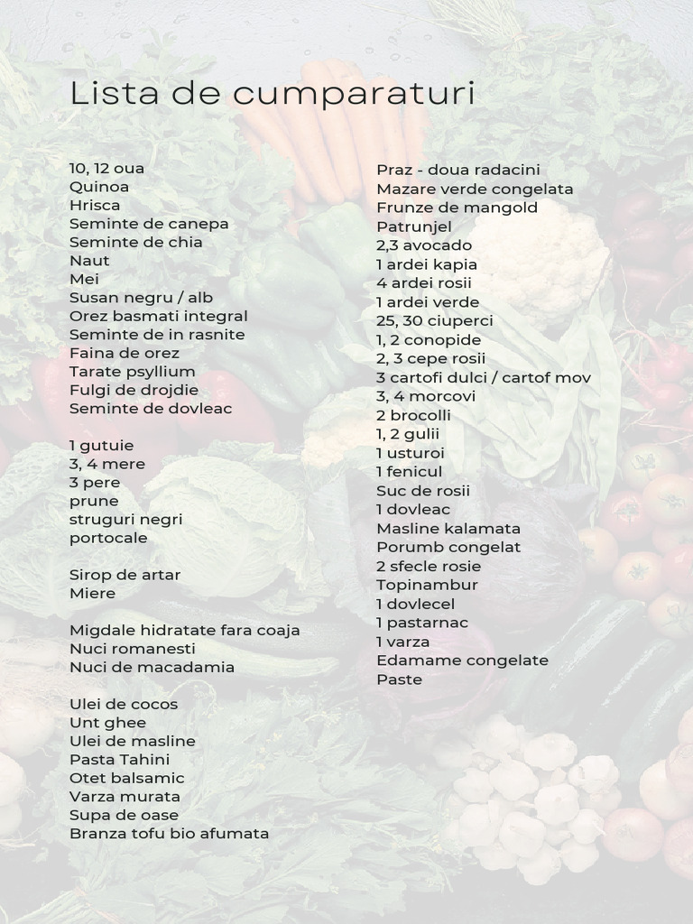 Lista de compras semanal saludable | PDF