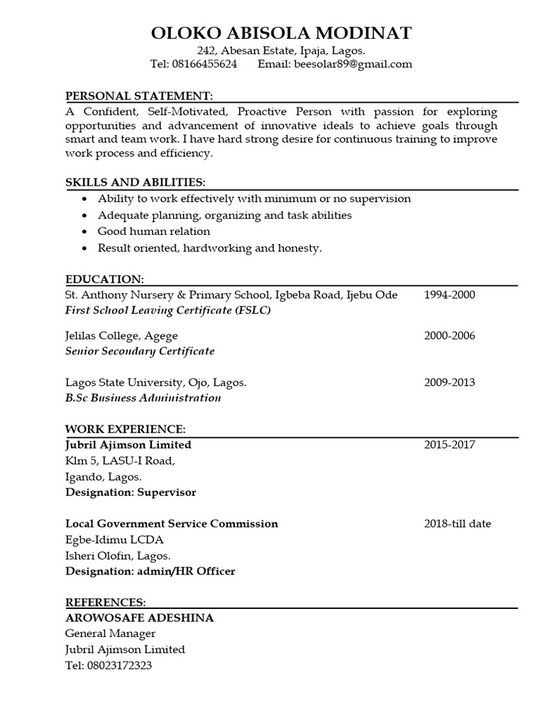 Oloko Abisola-1 | PDF