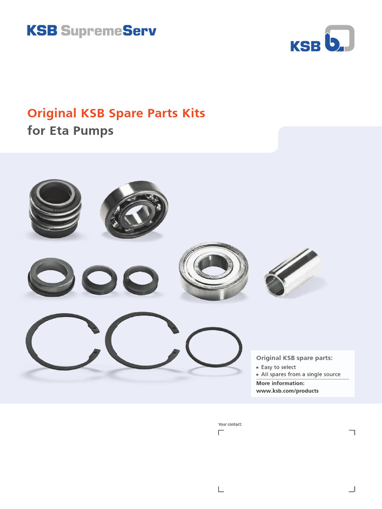 KSB Eta Pumps Spare Parts Kits | PDF | Manufactured Goods | Mechanical ...