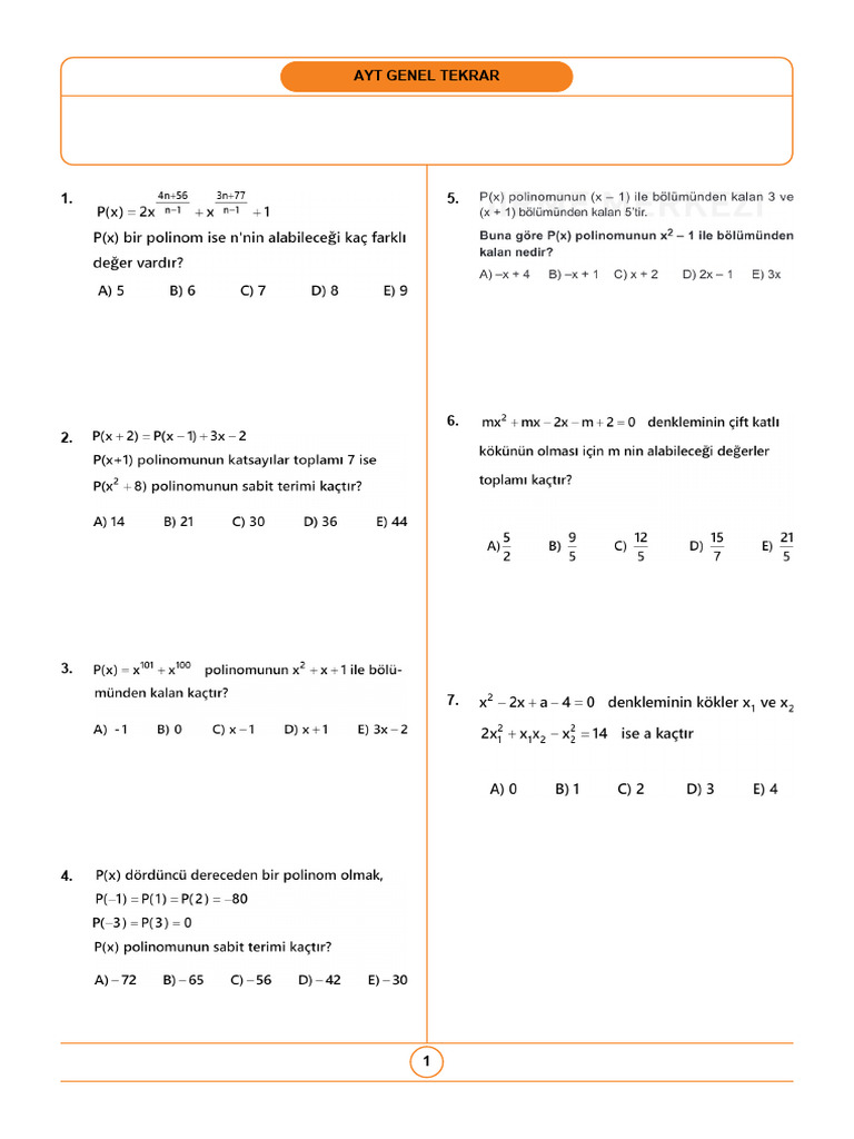 Ayt Genel Tekrar | PDF
