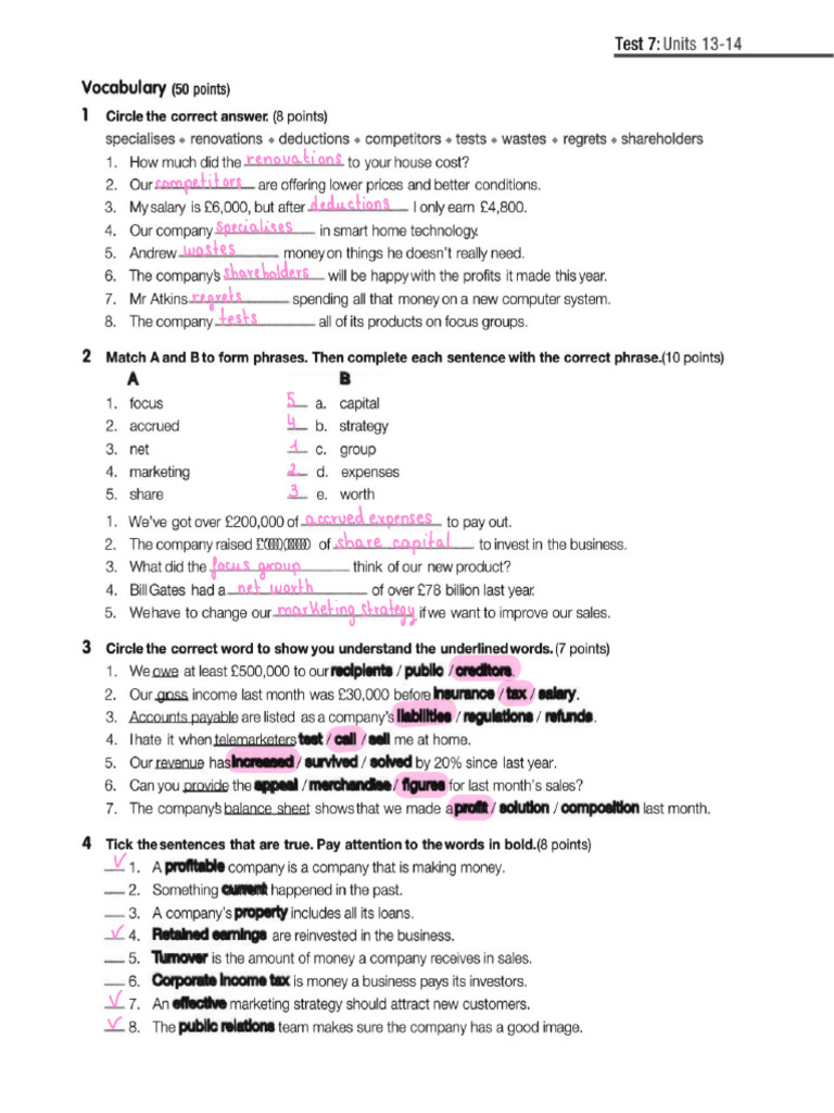 Ejercicios Examen Vocabulario 2 | PDF