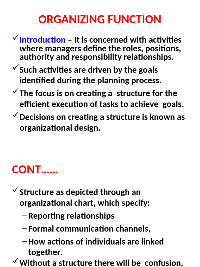 Organizing Function in Management Explained | PDF | Hierarchy | Social ...