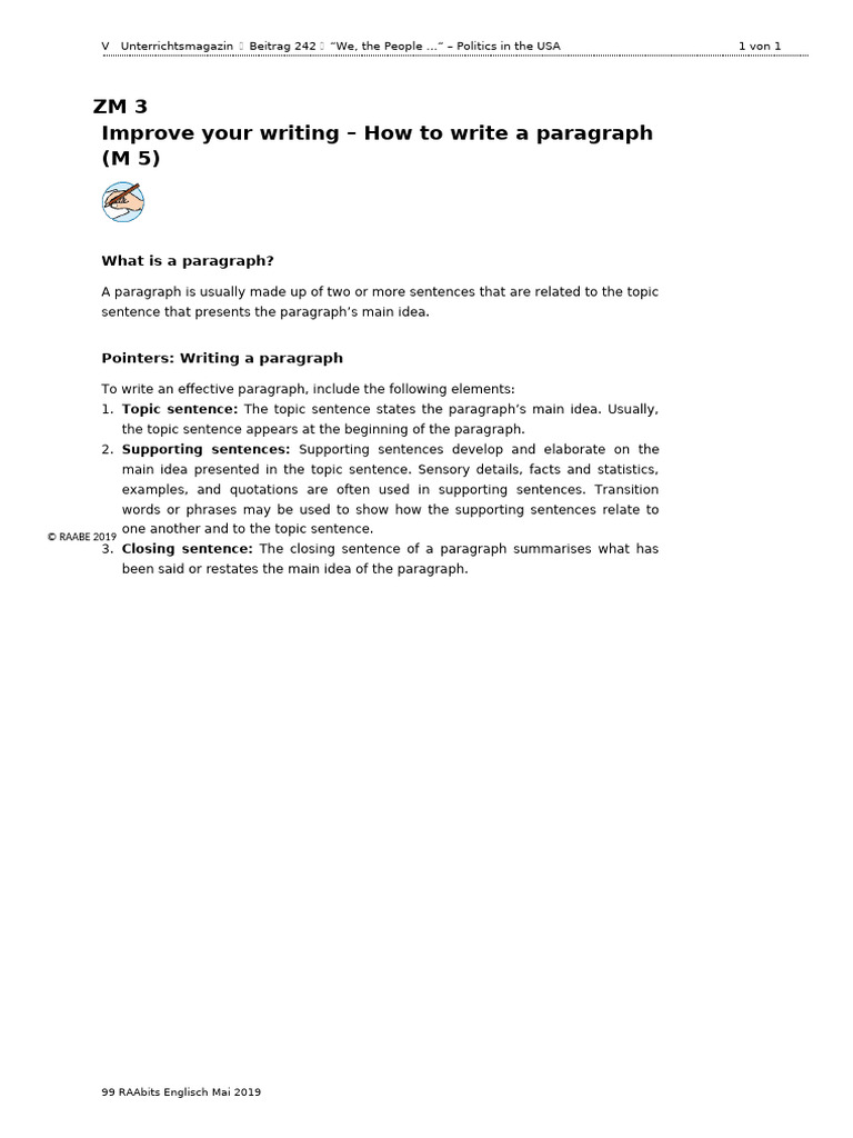 ZM 3 How To Write A Paragraph | PDF