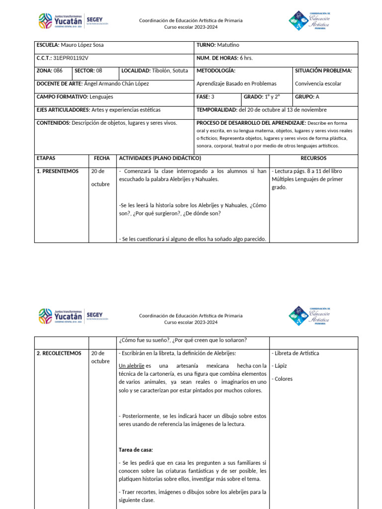 Sesión de Clase Nivel Primaria Proyecto 1 F3 | PDF | Aprendizaje