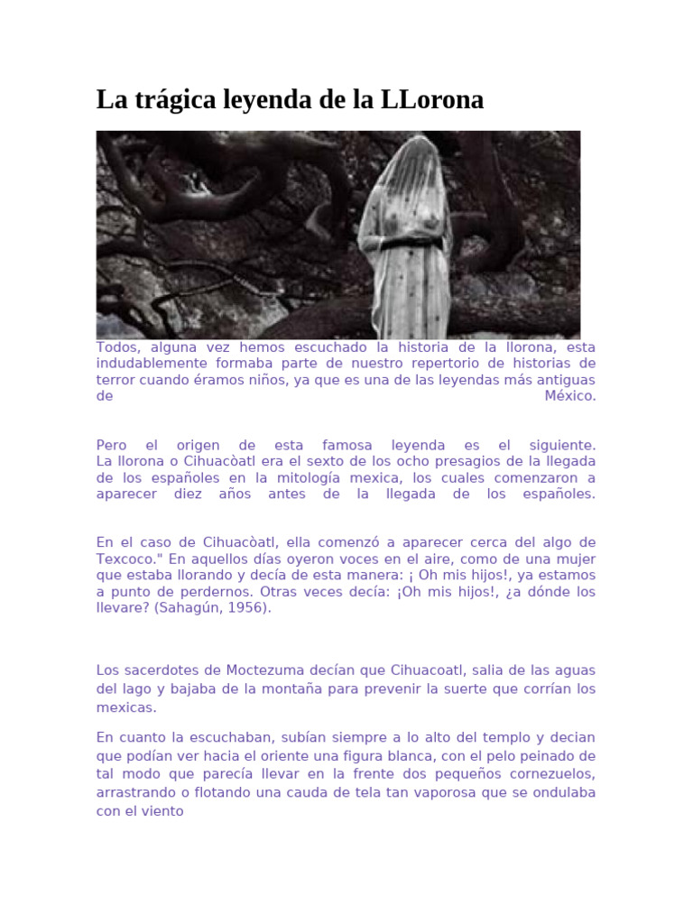 La Llorona: Leyenda y Origen Mexica | PDF