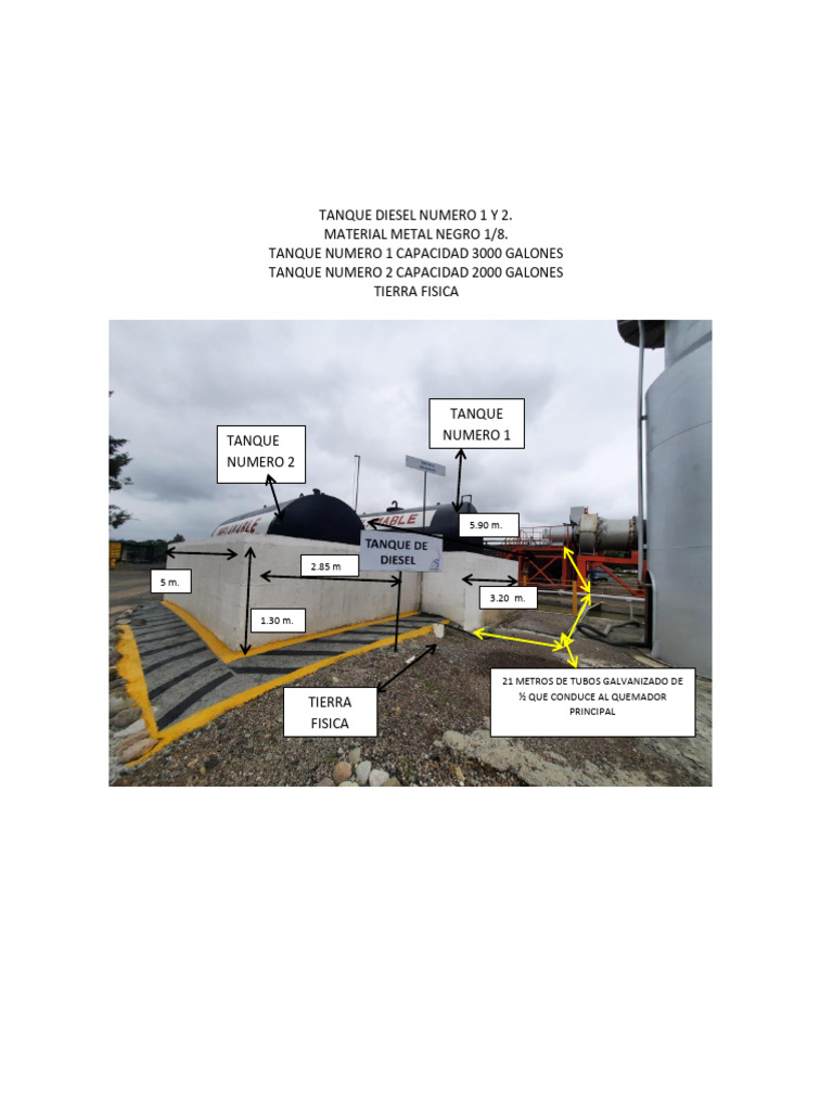 Especificaciones Tanques Diesel 1 y 2 | PDF
