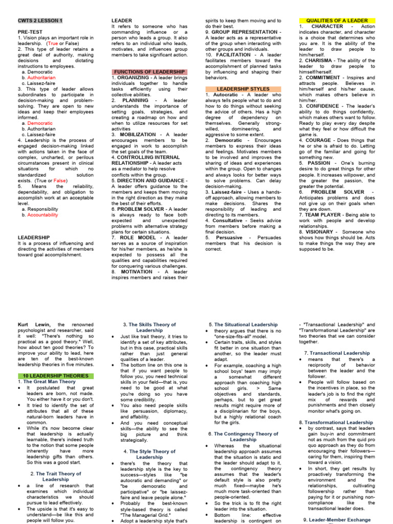 CWTS 2 | PDF | Leadership | Popular Psychology