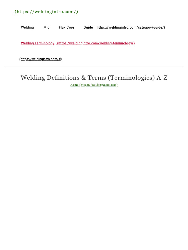 Welding Definitions & Terms (Terminologies) A-Z | PDF | Welding ...
