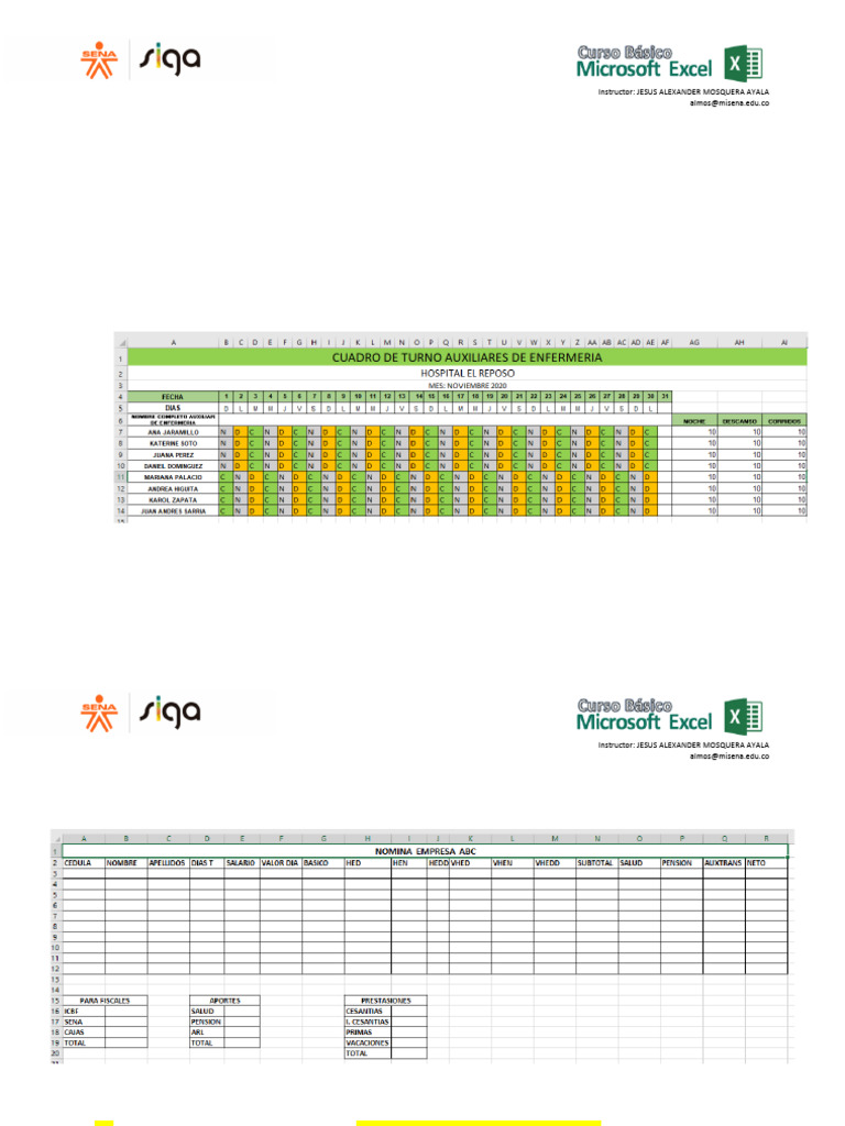 Taller Practico 1 - Excel Basico - Cuadro de Turnos y Nomina 2022 | PDF | Compensación laboral ...