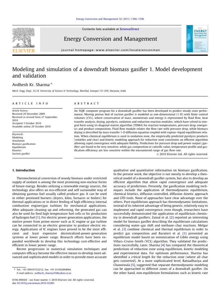 Downdraft Biomass Gasifier Modeling | PDF | Heat Transfer | Gases