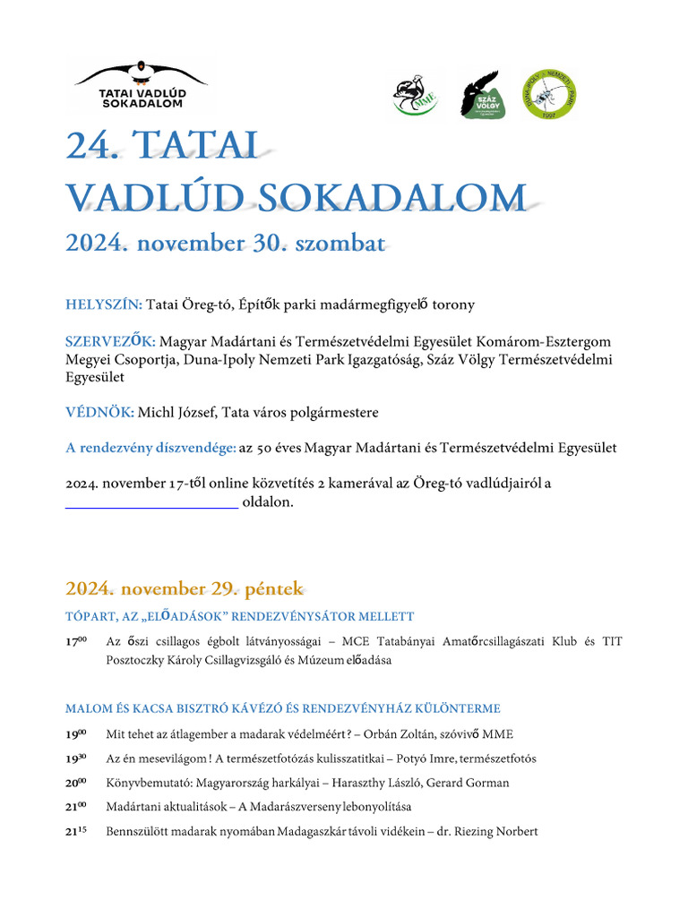 Tatai Vadlud Sokadalom2024 - Program 2 | PDF
