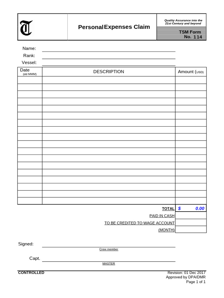 TSM Form 114 | PDF