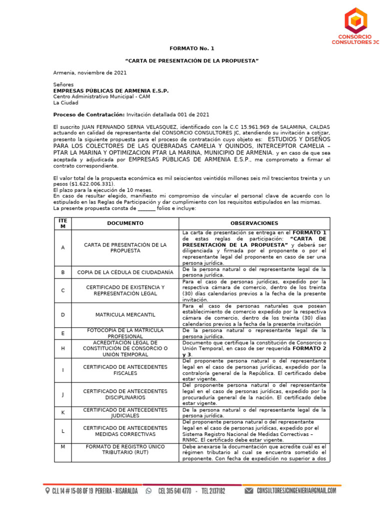 Formatos Propuesta | PDF | Consorcio | Abogado
