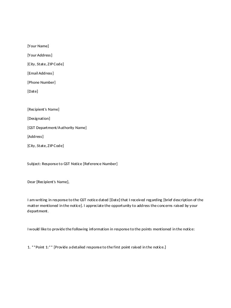 Response Template for GST Notice | PDF