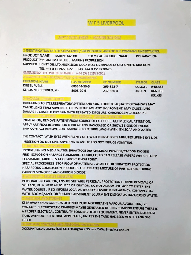 LSMGO MSDS UK | PDF | Water | Diesel Fuel