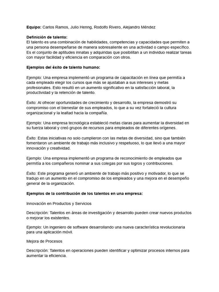 Definición de Talento | PDF | Business | Economias